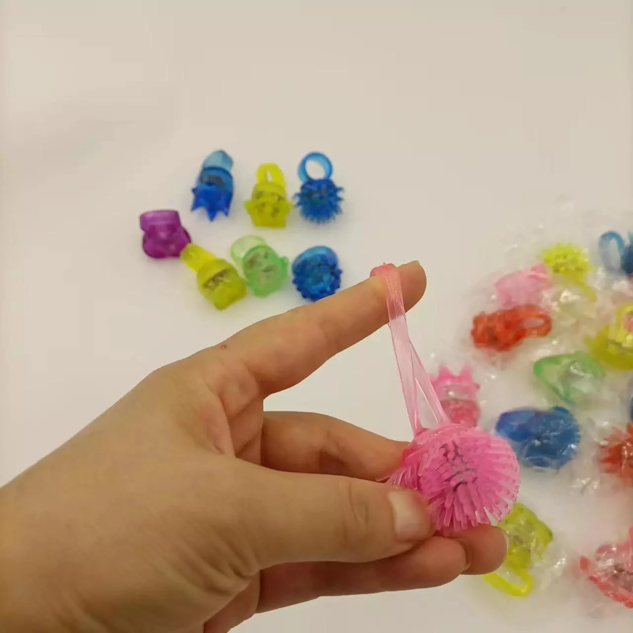 Glowing Luminous LED Light up Bumpy Jelly Rubber Rings Finger Toys ...