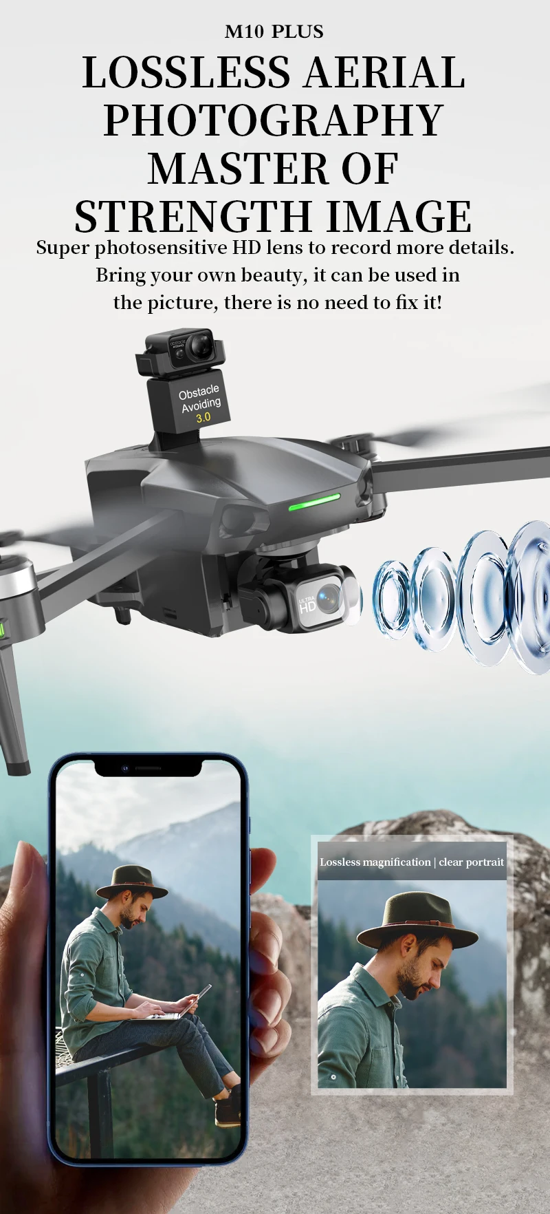 M10 Hd 4k Dual Camera Drone,Intelligent Lidar Obstacle Avoidance,Gps ...