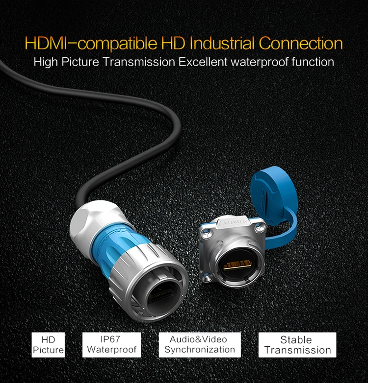 CNLINKO DH24 Metal Waterproof Extension Cable Connector 1080P Male to ...