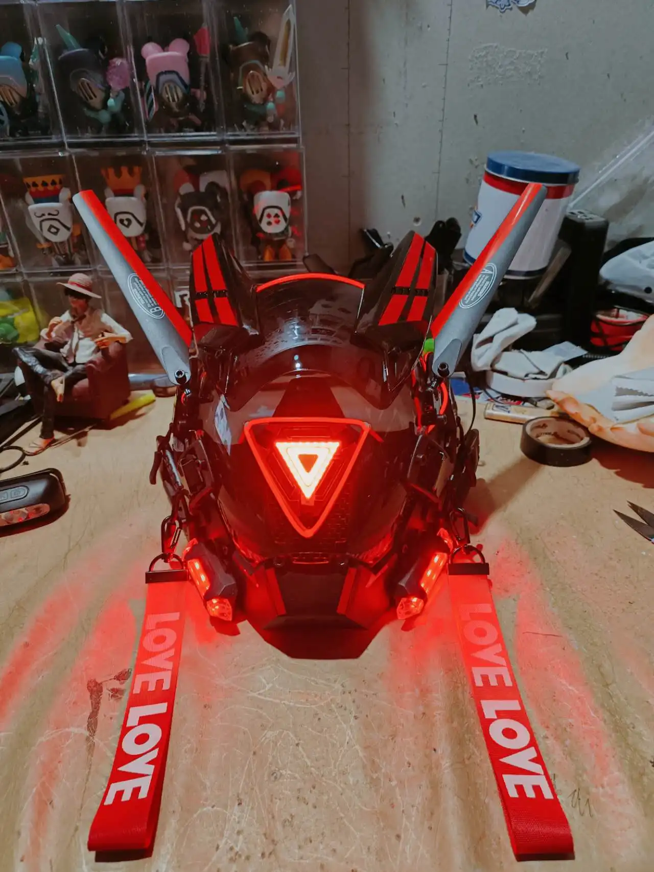 Cyberpunk Led Mask Luminous Samurai Helmet Cosplay Tactical Jacket Pet ...