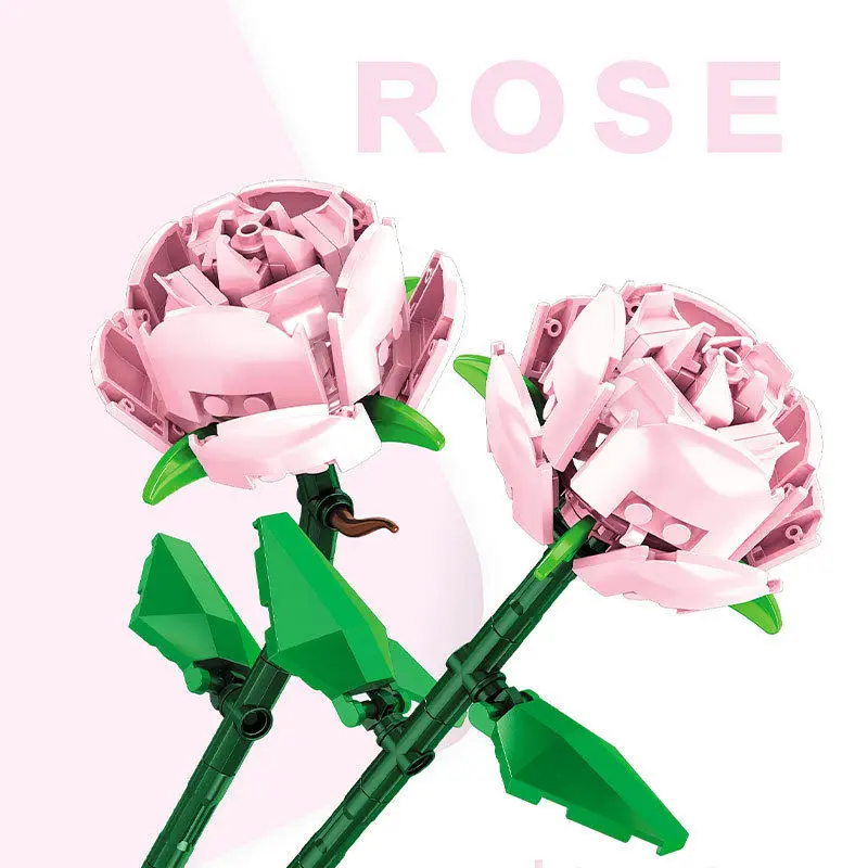 Yizhi Creative Diy Rose Building Blocks Flower Block Toys Educational ...