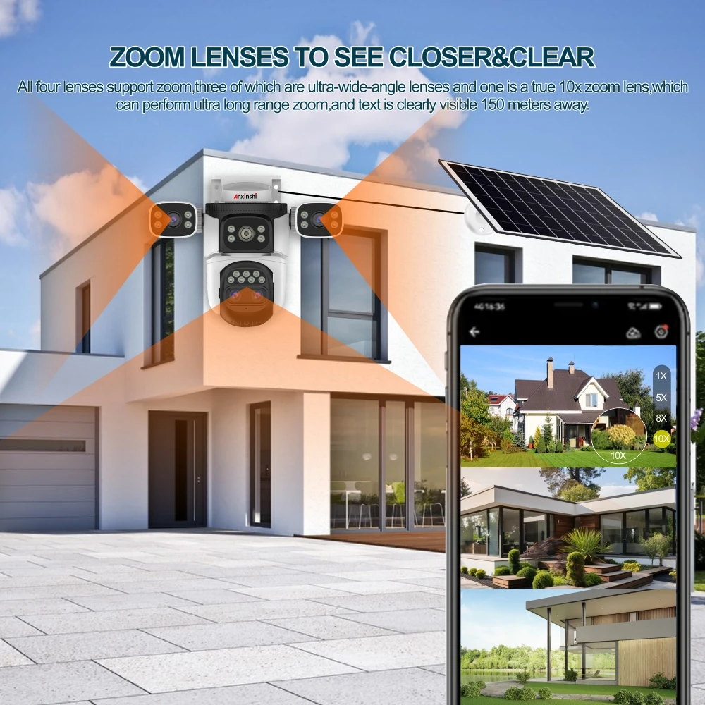 Anxinshi Brand 4G Solar PTZ Camera with Multi-lens Solar Energy System ...