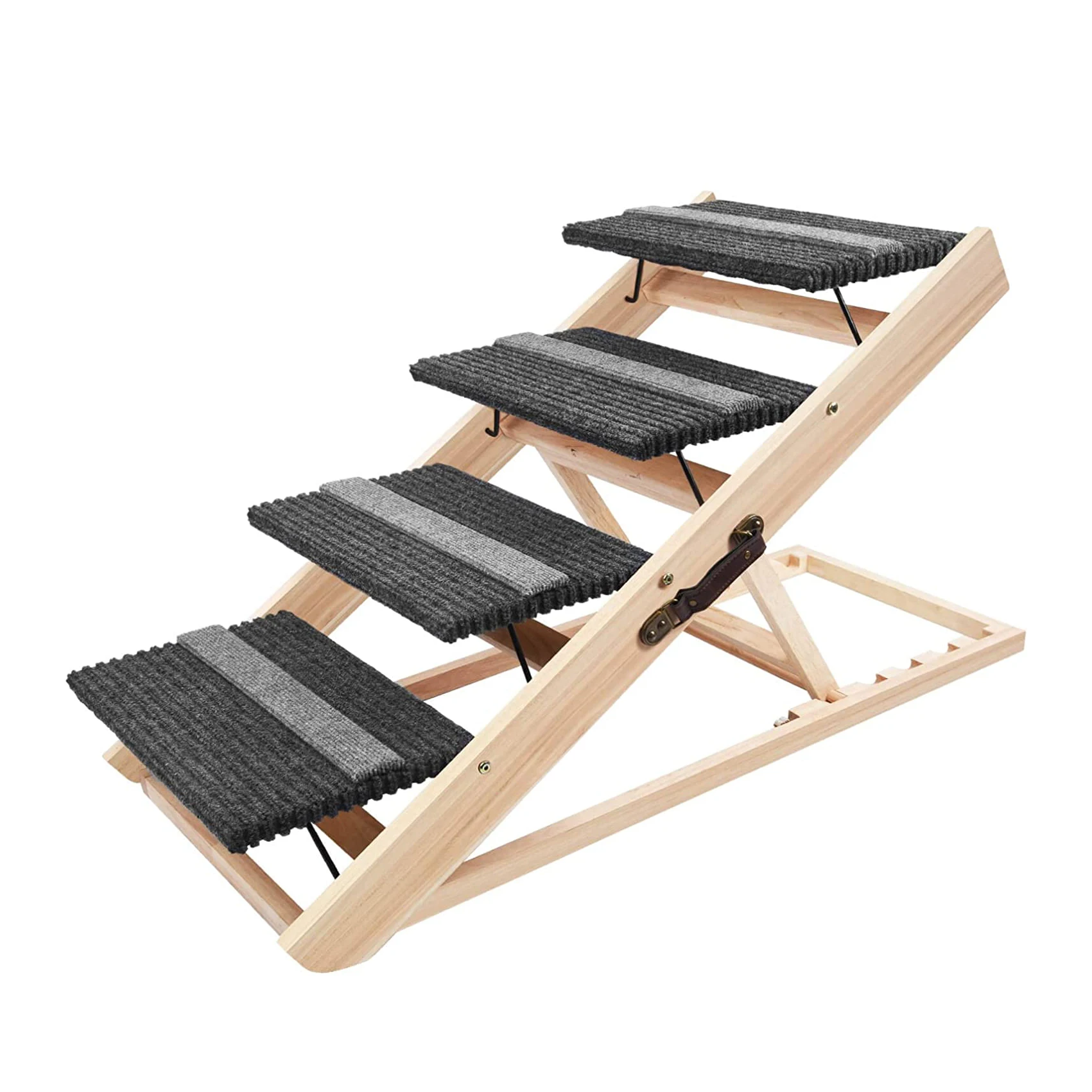 Wooden Foldable Dog Stairs Ladder,Portable 2-in-1 Pet Ramp Steps For ...