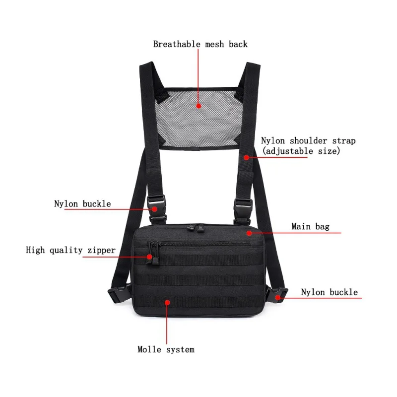 Custom Men Molle Chest Rig Pouch Tactical Chest Rig Vest Bag - Buy ...