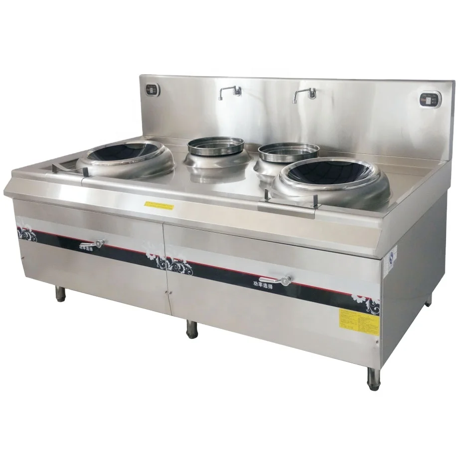 12KW 15KW Double Burners Chinese Commercial Induction Wok Range with ...