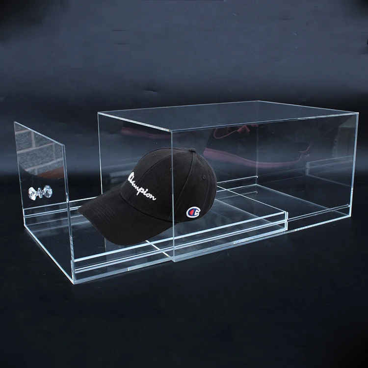 Xinkeda Sliding Plexiglass Baseball Caps Organizer Acrylic Cap Boxes ...