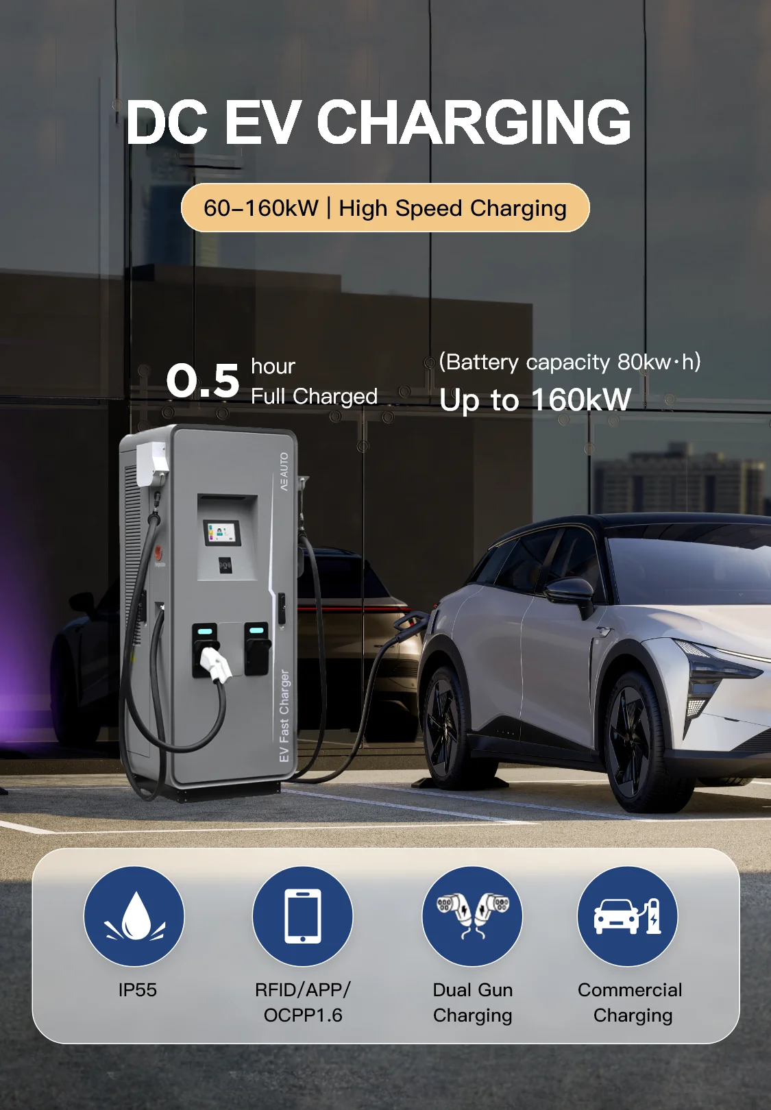 Dc Bidirectional 100kw Level 3 Ev Charger Evse Ccs2 Ev Charging Station For Business Charging ...