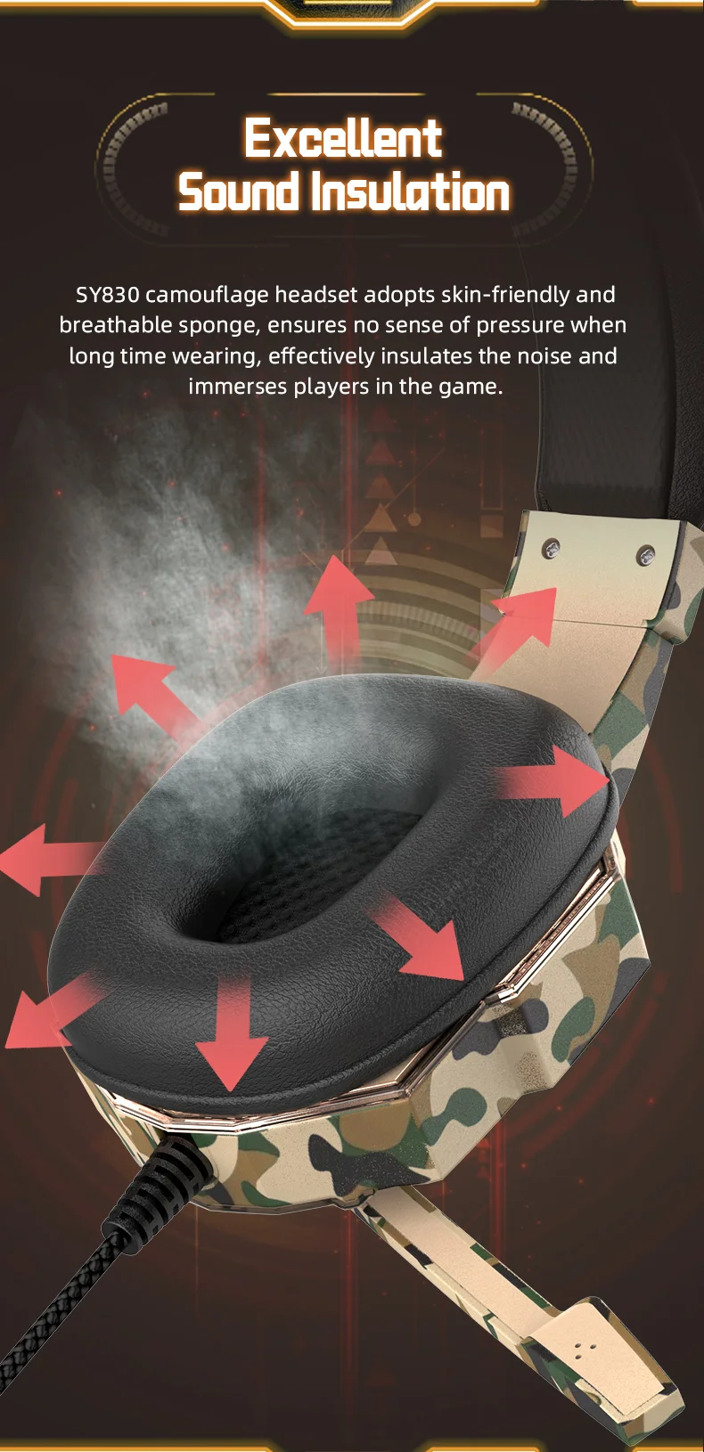 SY830-MV Gaming Headset - Ultimate Stereo Sound & LED Lights
