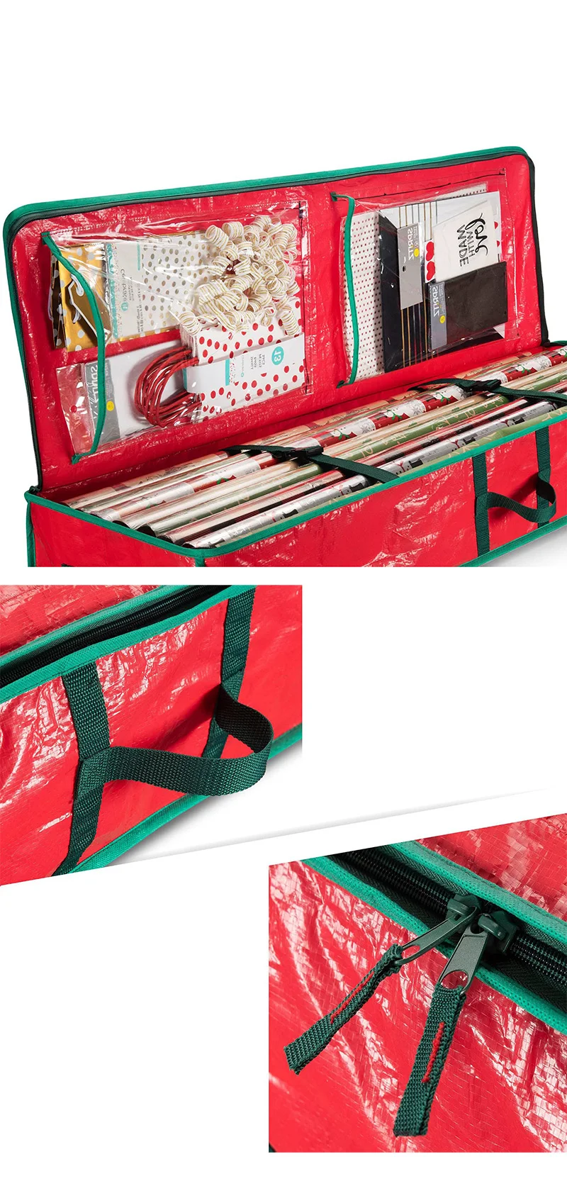 New Style Christmas Tree Big Size Storage Non-woven Handbag Red & Green ...