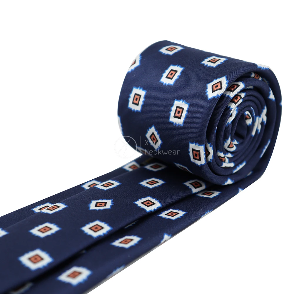 Handmade Pure Silk Printed Navy Neckties China Manufacturer Custom ...