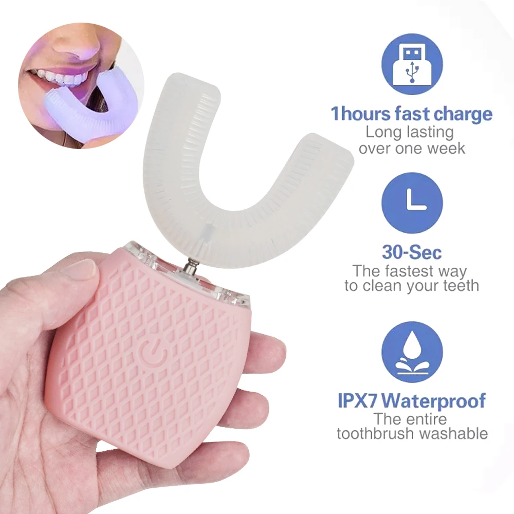 Intelligent Auto Ultra Sonic Electric Teeth Brush 360 Degrees U-shape ...