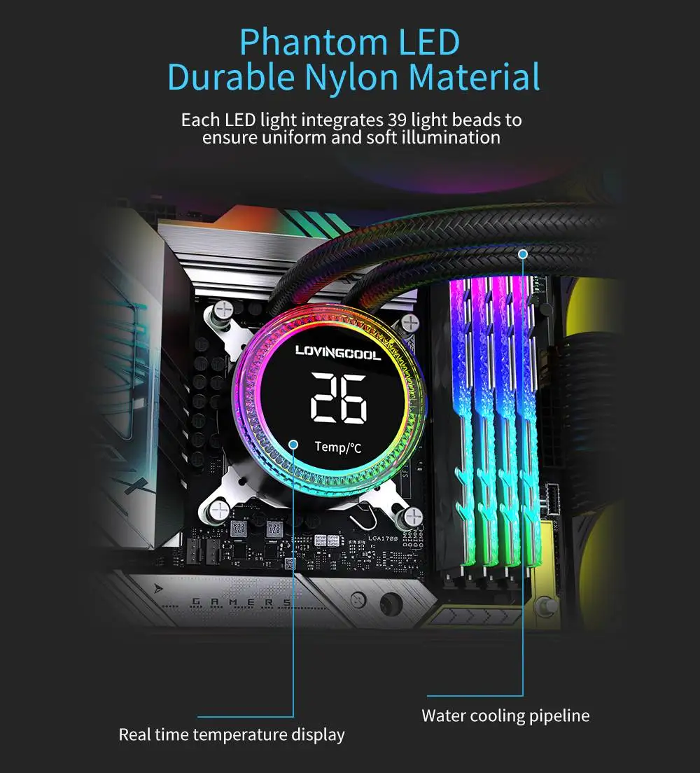 Lovingcool 240mm RGB Gaming Computer AIO Heatsink Temp Display 360mm ...