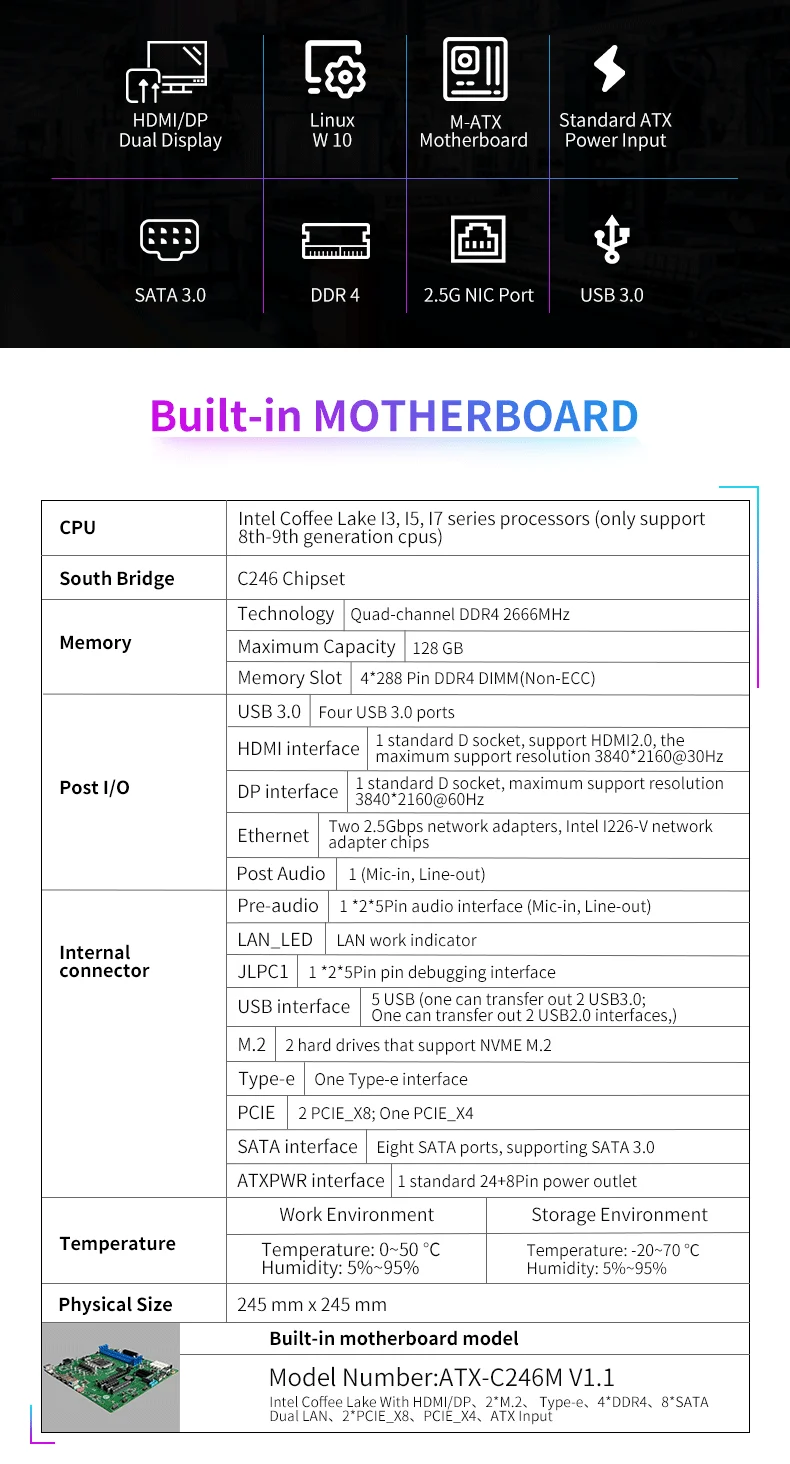 8 Bay Hard Drive Server Computer C246 Eight Hard Disk Slots Nas Server Storage 10g Ssd NAS Cloud ...