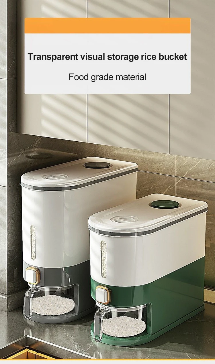 20kg Graduated Rice Bucket Food Plastic Containers With Kitchen Storage ...