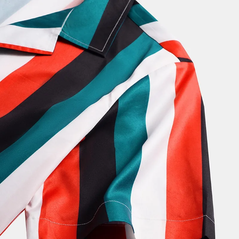 Summer Mens Shirt Top Casual Short Sleeve Hawaiian Shirts Stand Collar ...