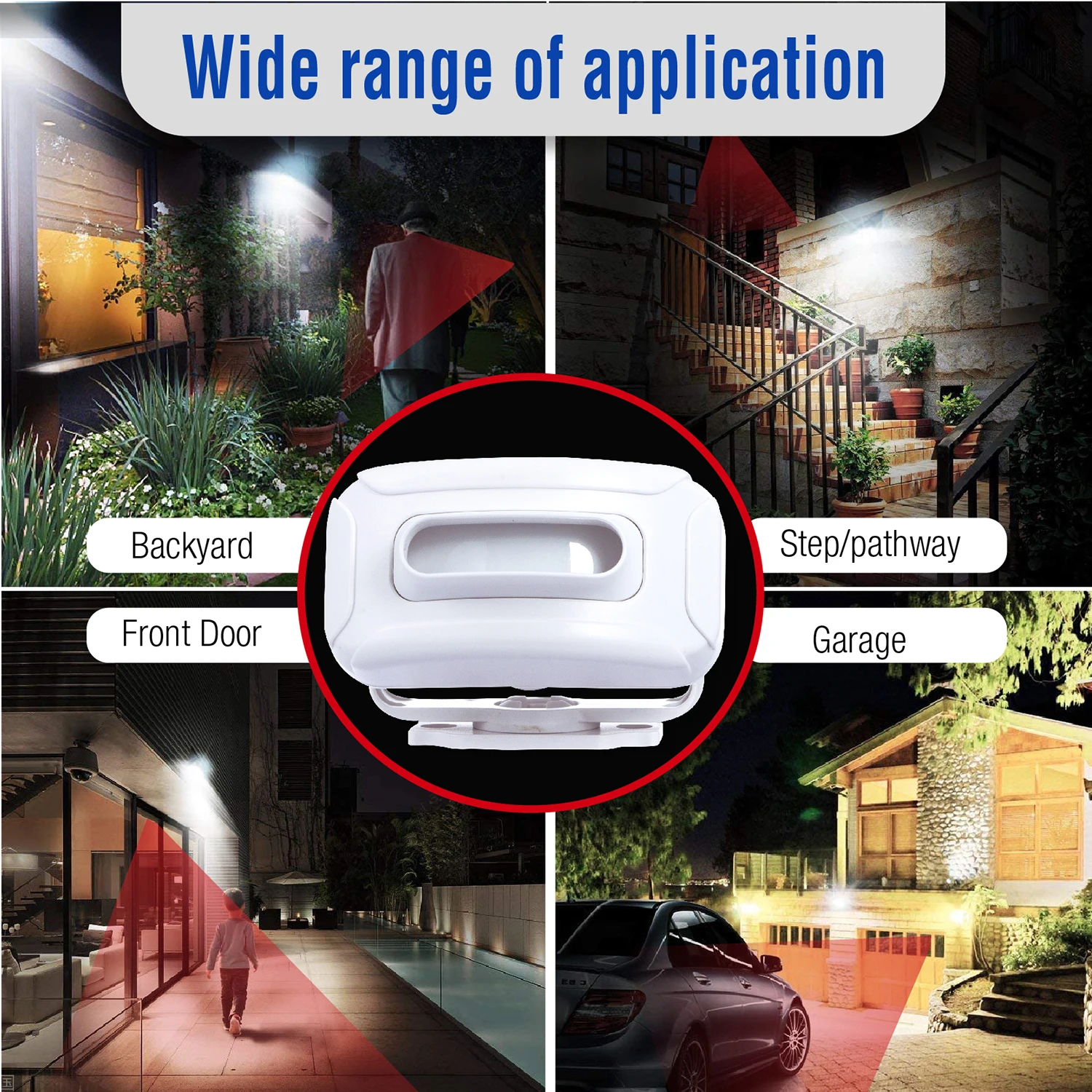 920FT Dual Detection PIR Motion Sensor - Wireless Doorbell Chimes for ...