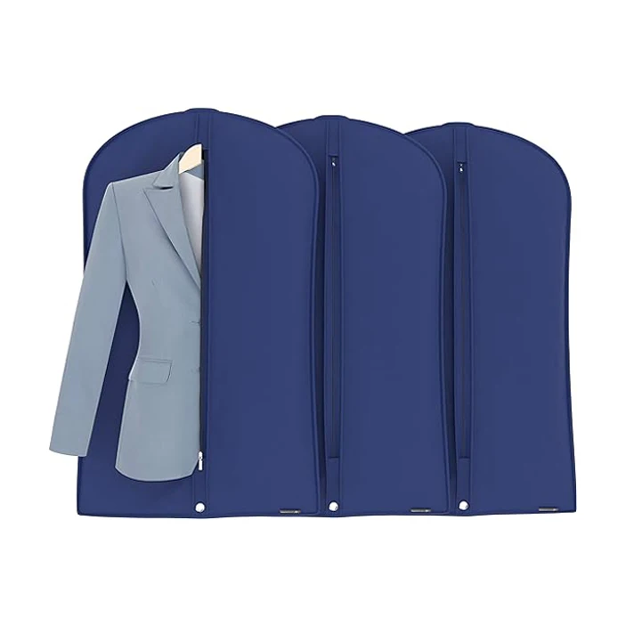 Navy Blue & Black 40-Inch Foldable Suit Cover with Clothing Zipper Non ...