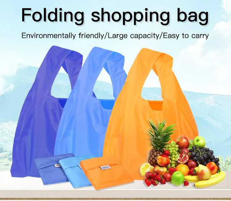 Custom Printed Logo Fold up Shopping Tote Shoulder Bag Reusable ...