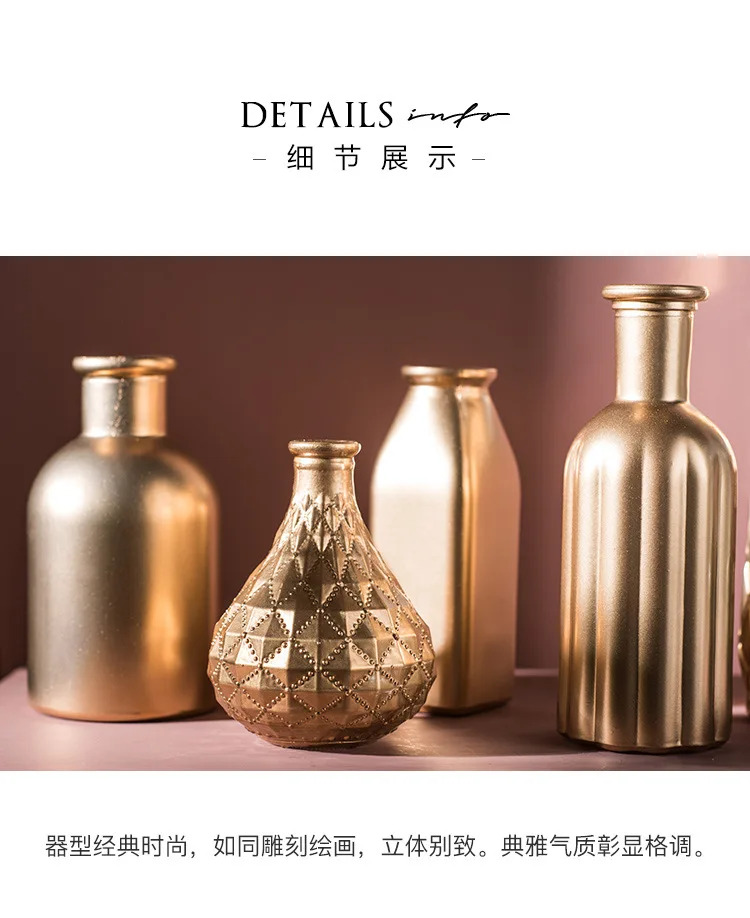 Gold Glass Vase - Elegant Decor for Living Room Entrances