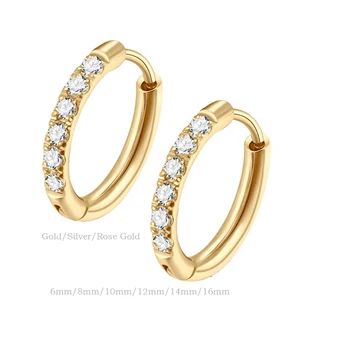 Wholesale 18k Pvd Gold Plated Fashion Jewelry Earrings Women Small Cubic Zirconia 316l Stainless ...