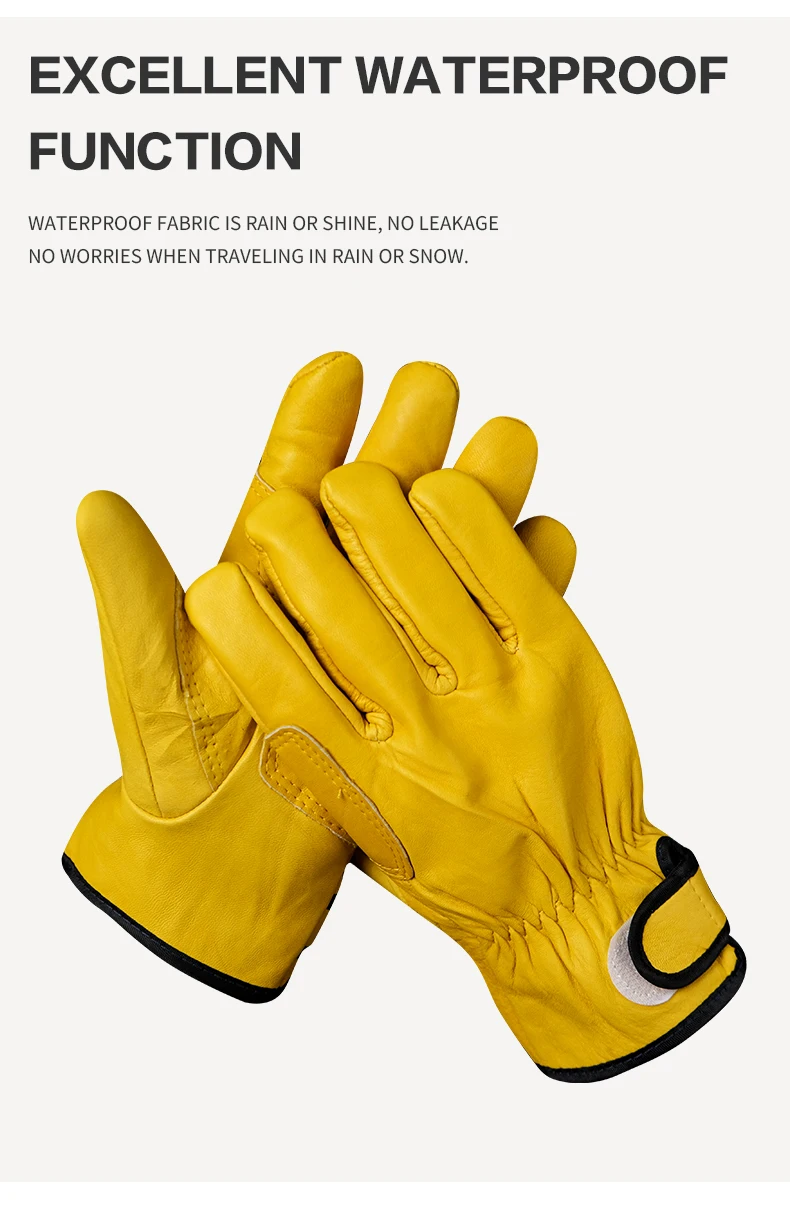 Anti Slip Wear Resistant Yellow Sheepskin Leather Heavy Work Cut ...