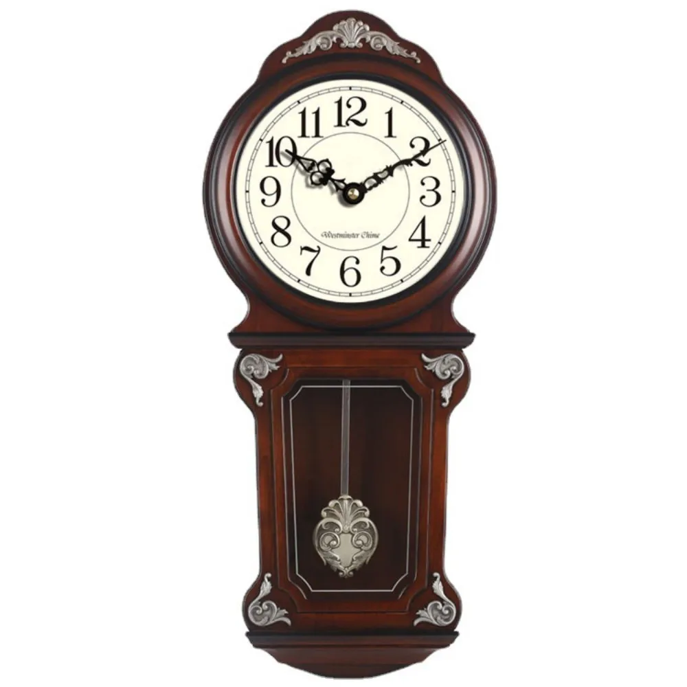 Vintage Rectangle Wooden Clock Retro Pendulum Wall Clock With Pendulum ...