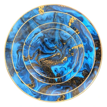 Modern Blue Golden Star Dinnerware Set Wedding Charger Plate Wholesale ...