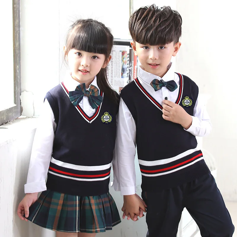 Custom International School Uniforms Sweater Vest And Girl Skirt & Boys ...
