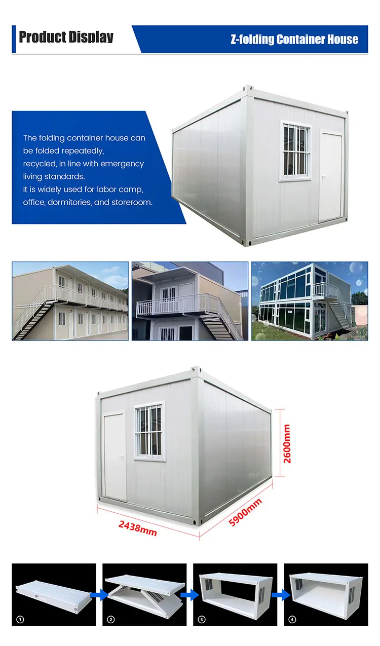 20ft Self-Folding Mobile Portable Steel Caravan Prefab House Two Rooms ...