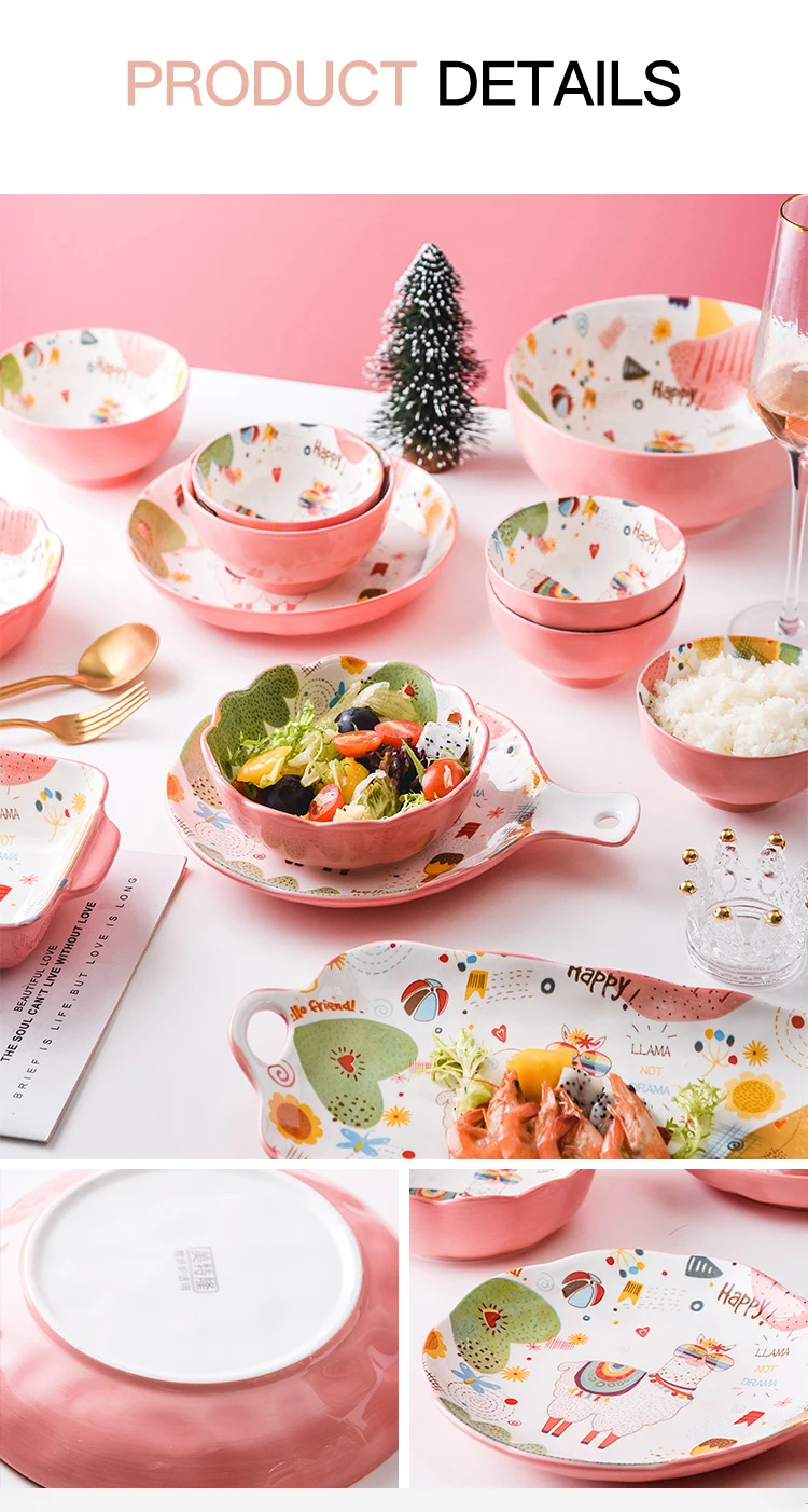 Cute Cartoon Ceramic Bowl Plate Dinnerware Sets Tableware Ceramic ...