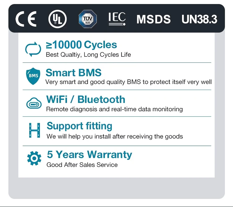 Exliporc Smart BMS Hybrid Grid 48V 51.2V LifePO4 Lithium Battery 100Ah ...