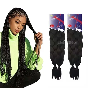 Wholesale Pre Stretched Braiding Hair Synthetic Hair Two Bundles Yaki ...