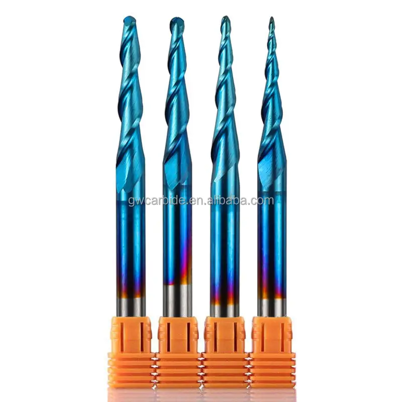 Gw Tapered Ball Nose Cnc Router Bits End Mill R0.25-r1.0,1/8 Shank Nano ...