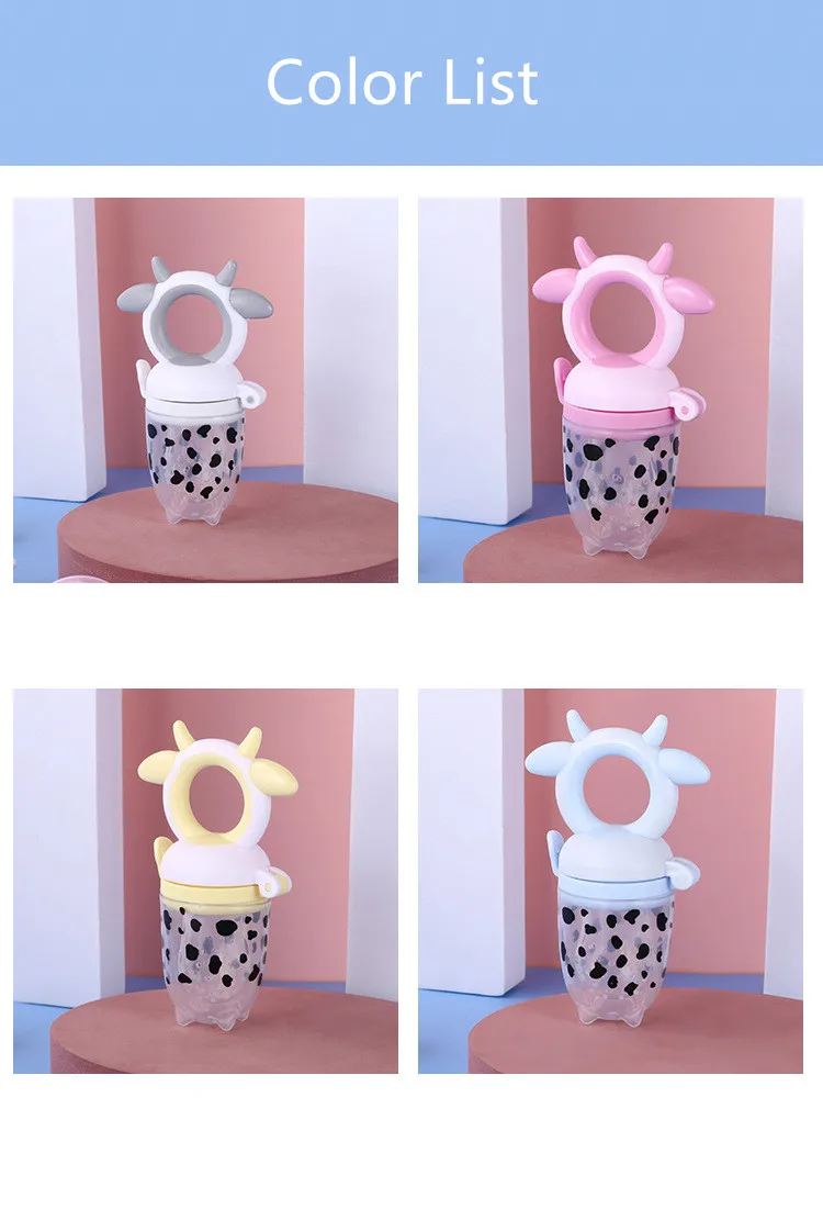 Cow Shape Design Fruit Vegetable Silicone Bite Toy Baby Fruit Food ...