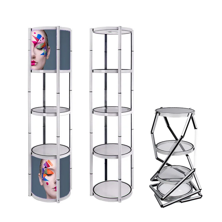 Portable Showcase Twister Tower - Modern Aluminum Display
