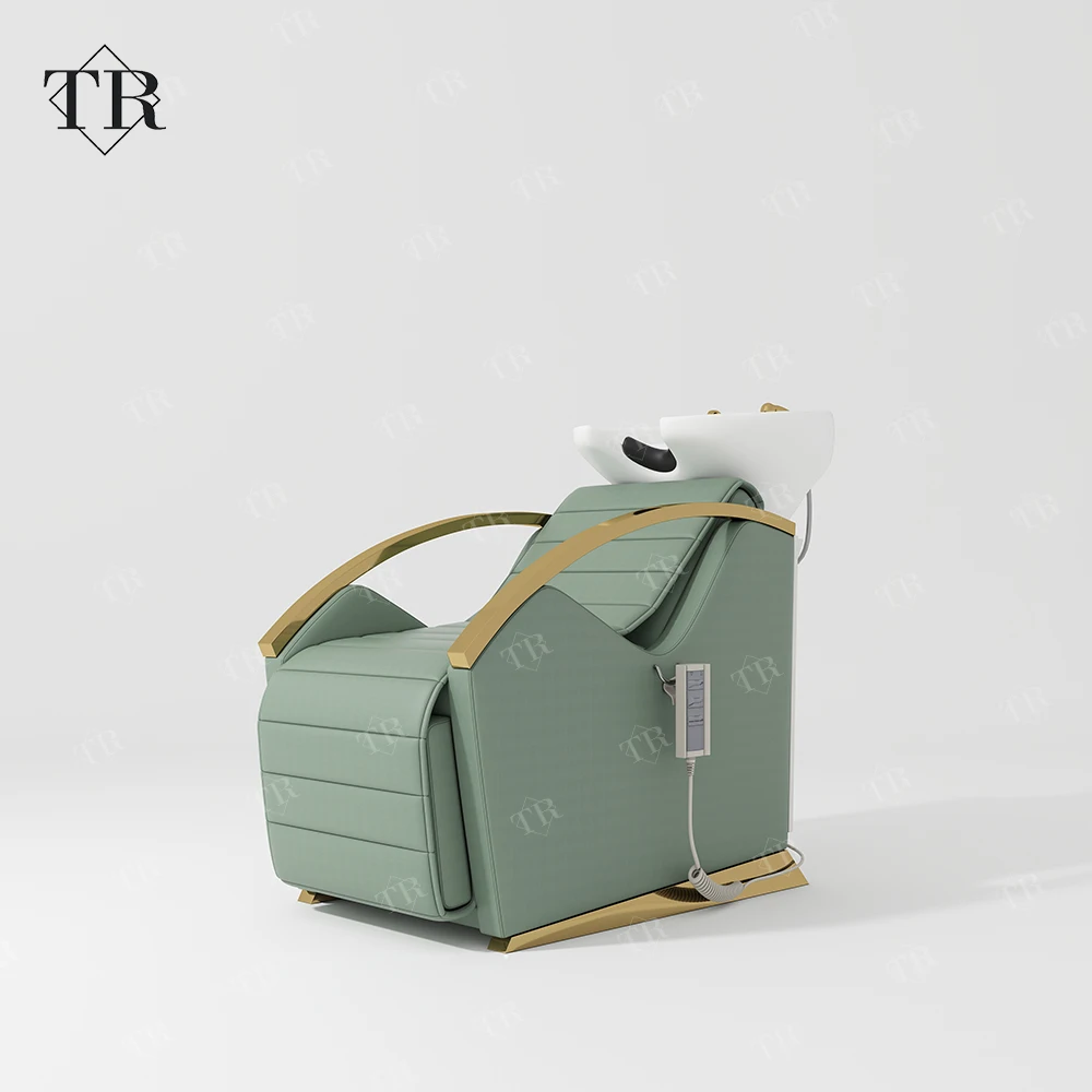 Modern Luxury Green Electric Shampoo Chair Bed With Salon Sink And ...