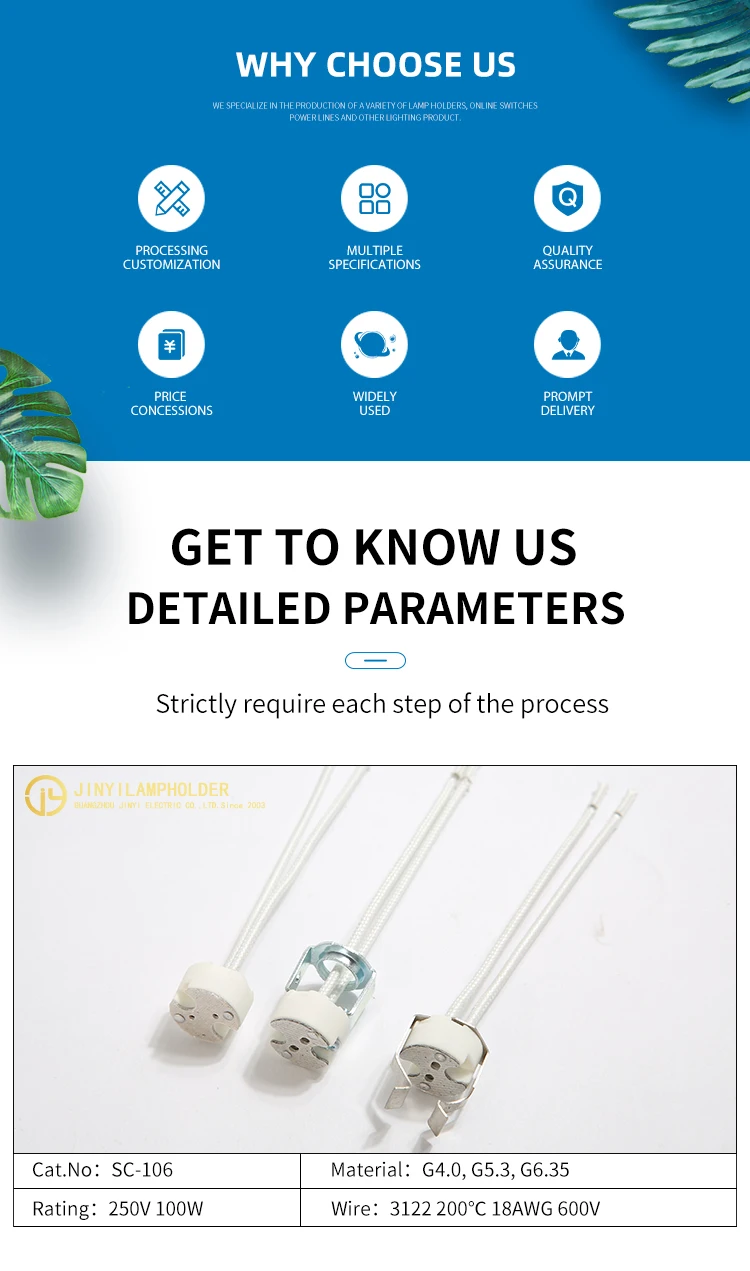 Jinyi 250V 500W Socket High Durability Practical Lamp Holder G4/G5.3/G6 ...