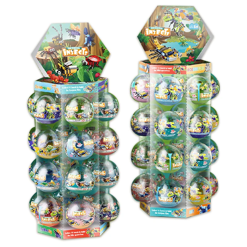 Plastic Circular Column Mini Building Blocks Insects Toy Set for Kids