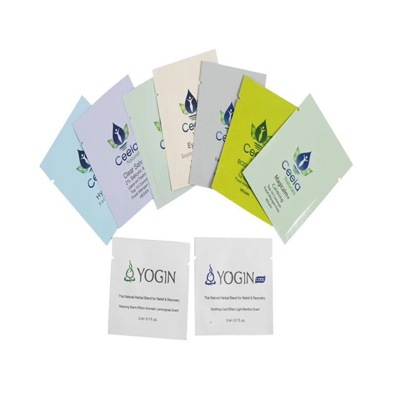 Customizable Cosmetic Sample Sachets - Recyclable & Biodegradable