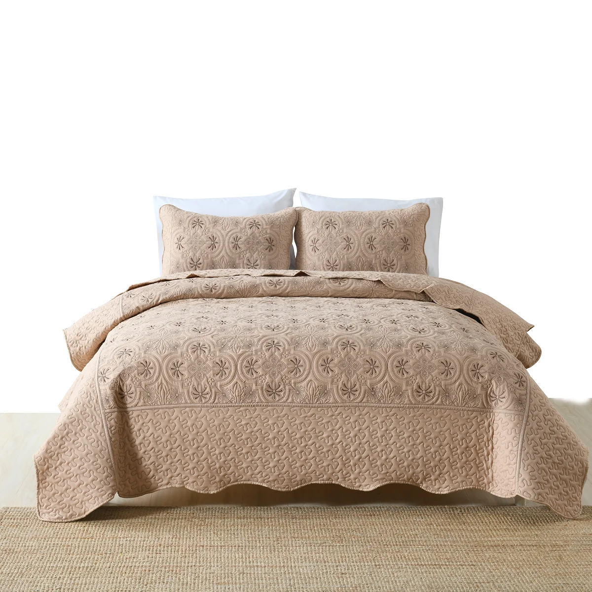 Exquisite Embroidery Quilt Coverlet 3-piece Bedspread Set For Home ...