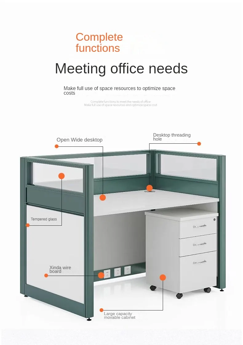 Modern Office Cubicle - 4 Person Staff Workstation Desk