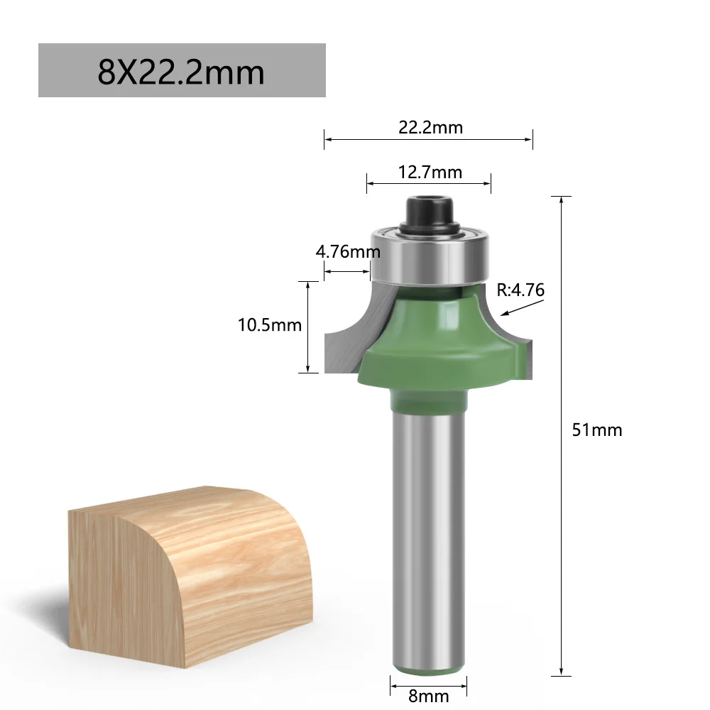 6pcs 8mm Shank Fillet Router Bit With Bearing R Angle Router Bit ...