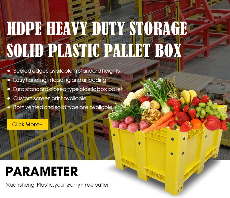 1200*1000 HDPE Heavy Duty Storage Solid Stacking Plastic Pallet Box ...