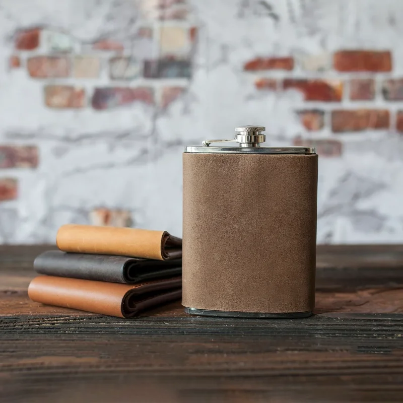 Custom Logo Pu Leather Mini Hip Flask 6oz - Best Man Gift Oem