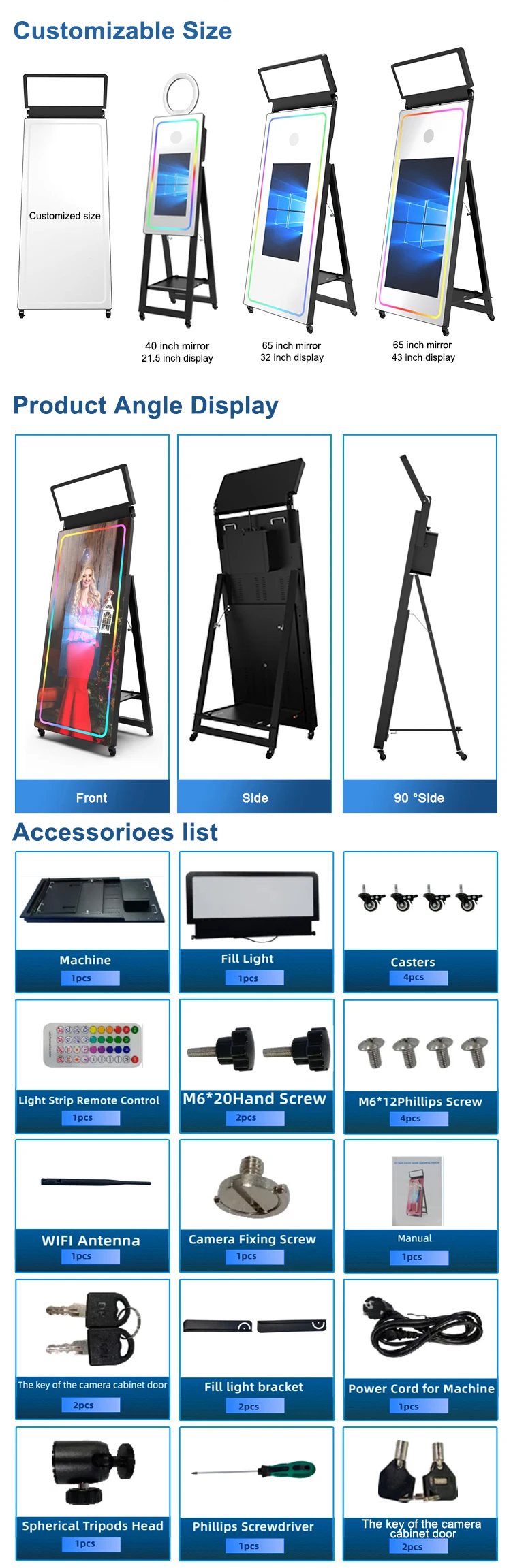 Magic Mirror Photo Booth With Built In Light Automatic Selfie Photo ...