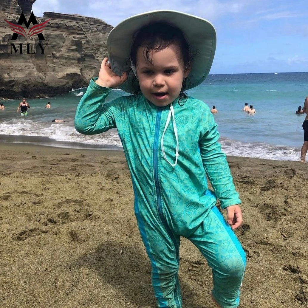 Design Long Sleeve Girls Swimwear Kids Custom Zipper Two Piece Swimsuit ...