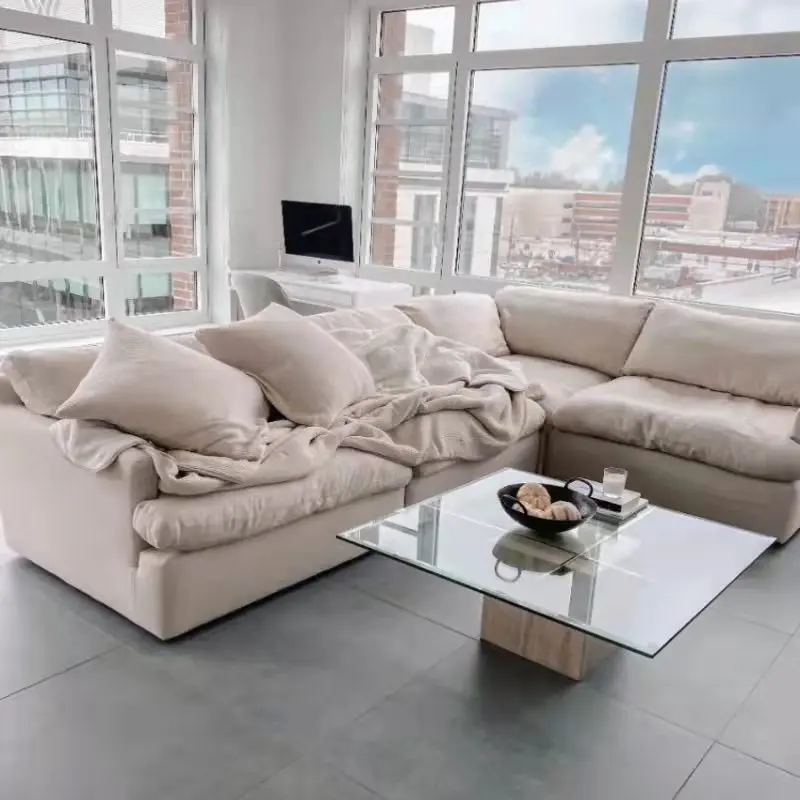 Modular Sofa Set in White Duck Feather Fabric - Removable Covers for ...
