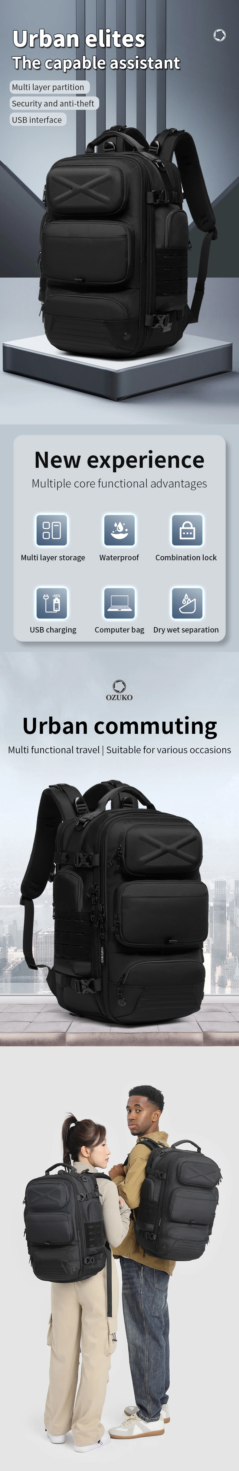Ozuko 9842 Gym Backpack for Men - Lightweight Sports Bag with Shoe ...