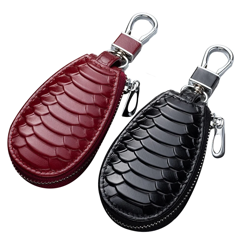 Classic Leather Texture Snake Print Car Key Cover Men Women Car Keys ...