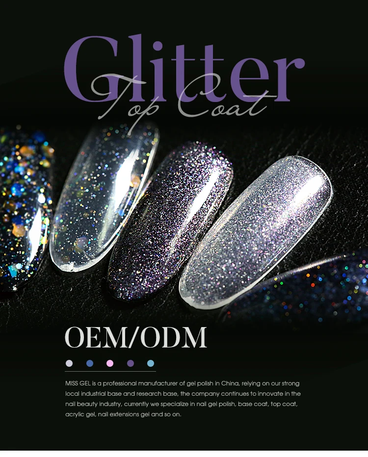 18 Glitter Top Coat 15ml Customize High Shine Uv Gel Nail Polish No ...